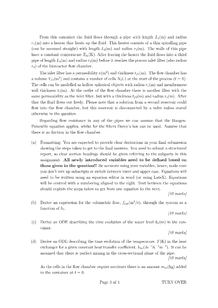 Mathematical Calculus Problem using ODE's to form a | Chegg.com