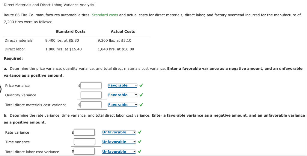 Solved Direct Materials and Direct Labor, Variance Analysis | Chegg.com