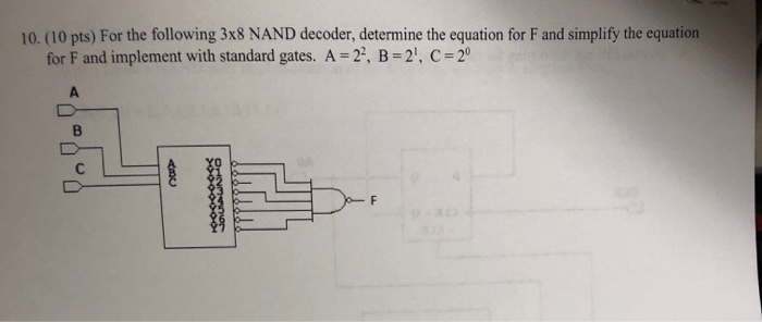 Solved 10. (10 pts) For the following 3x8 NAND decoder, | Chegg.com