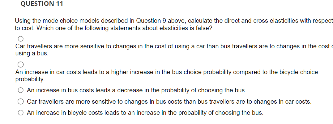 Solved Consider A Logit Based Mode Choice Model To Predict