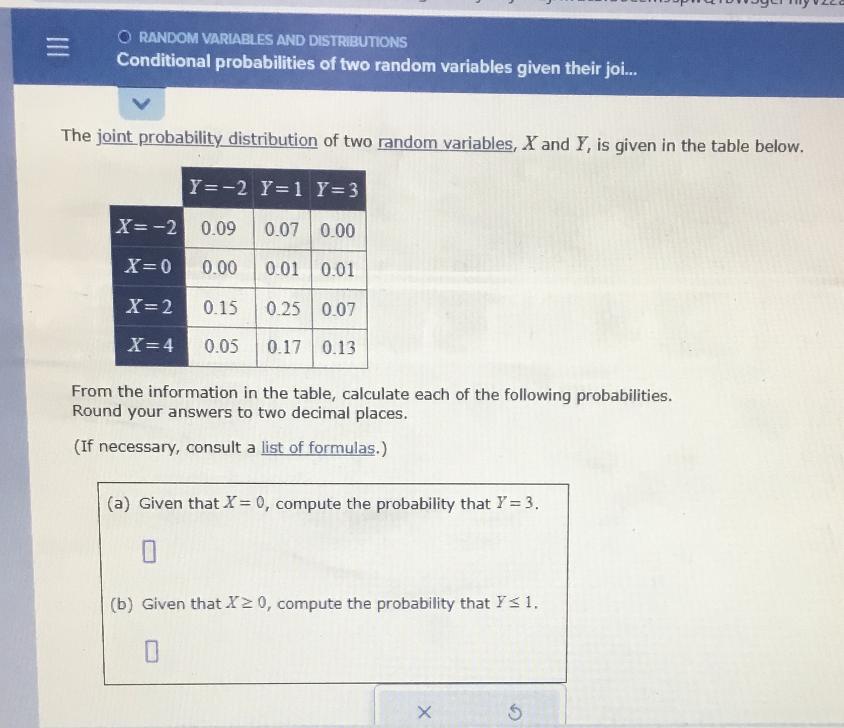 Solved The joint probability distribution of two random | Chegg.com