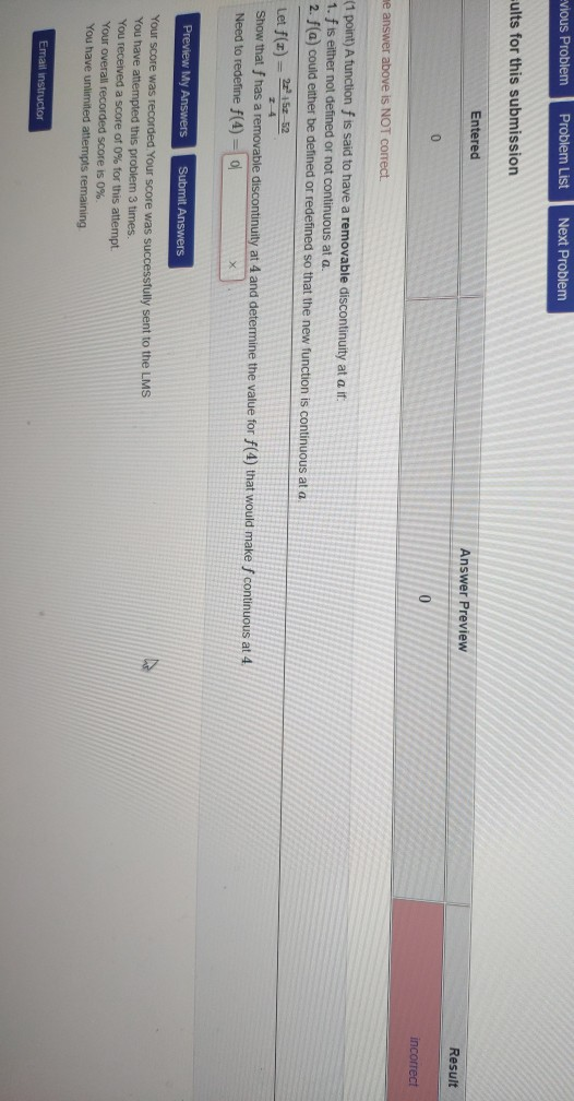 Solved vious Problem Problem List Next Problem ults for this | Chegg.com