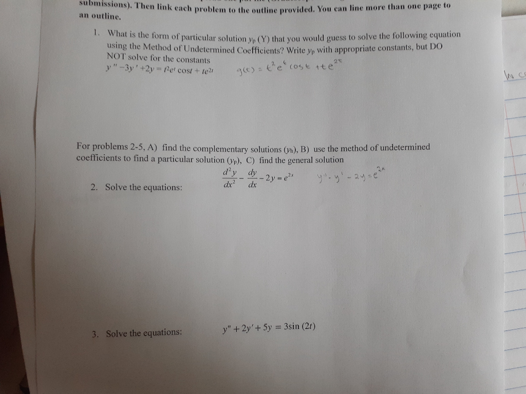 Solved submissions). Then link each problem to the outline | Chegg.com