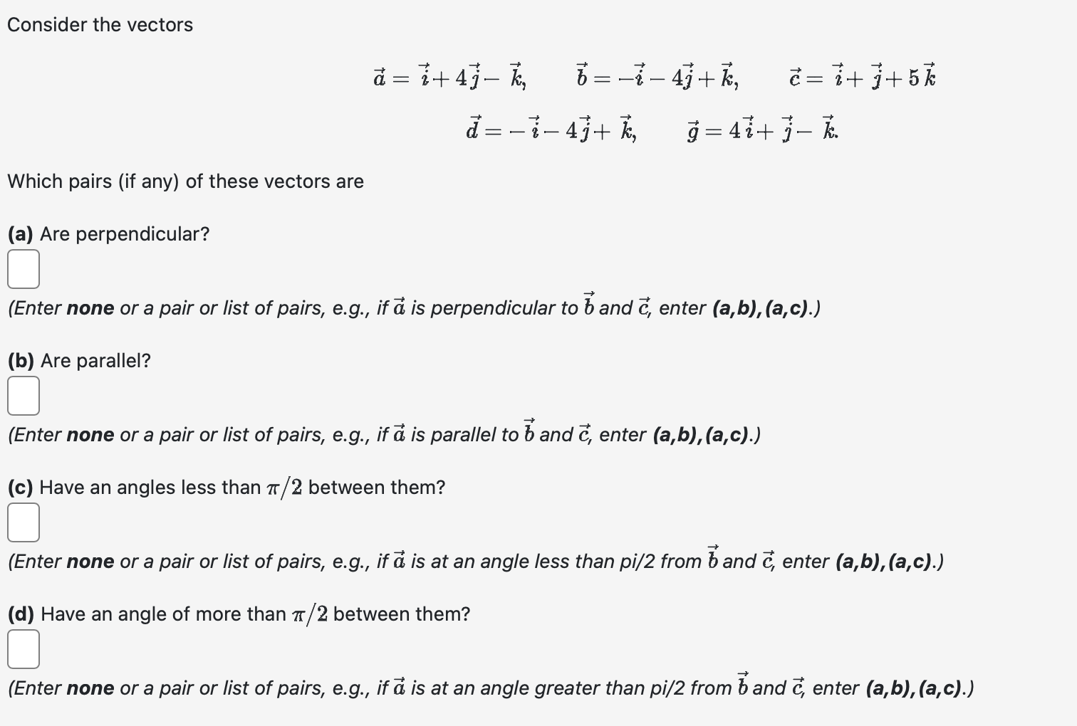 Solved Consider the vectors | Chegg.com