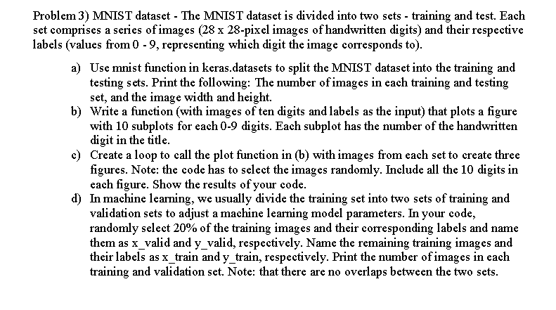 Problem 3) MNIST dataset - The MNIST dataset is | Chegg.com