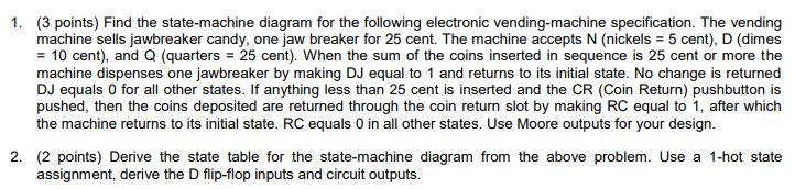 Solved 1. (3 points) Find the state-machine diagram for the | Chegg.com