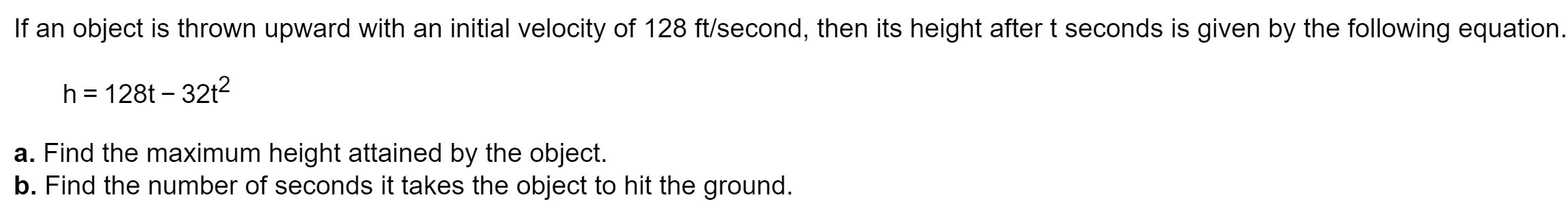 Solved If an object is thrown upward with an initial | Chegg.com