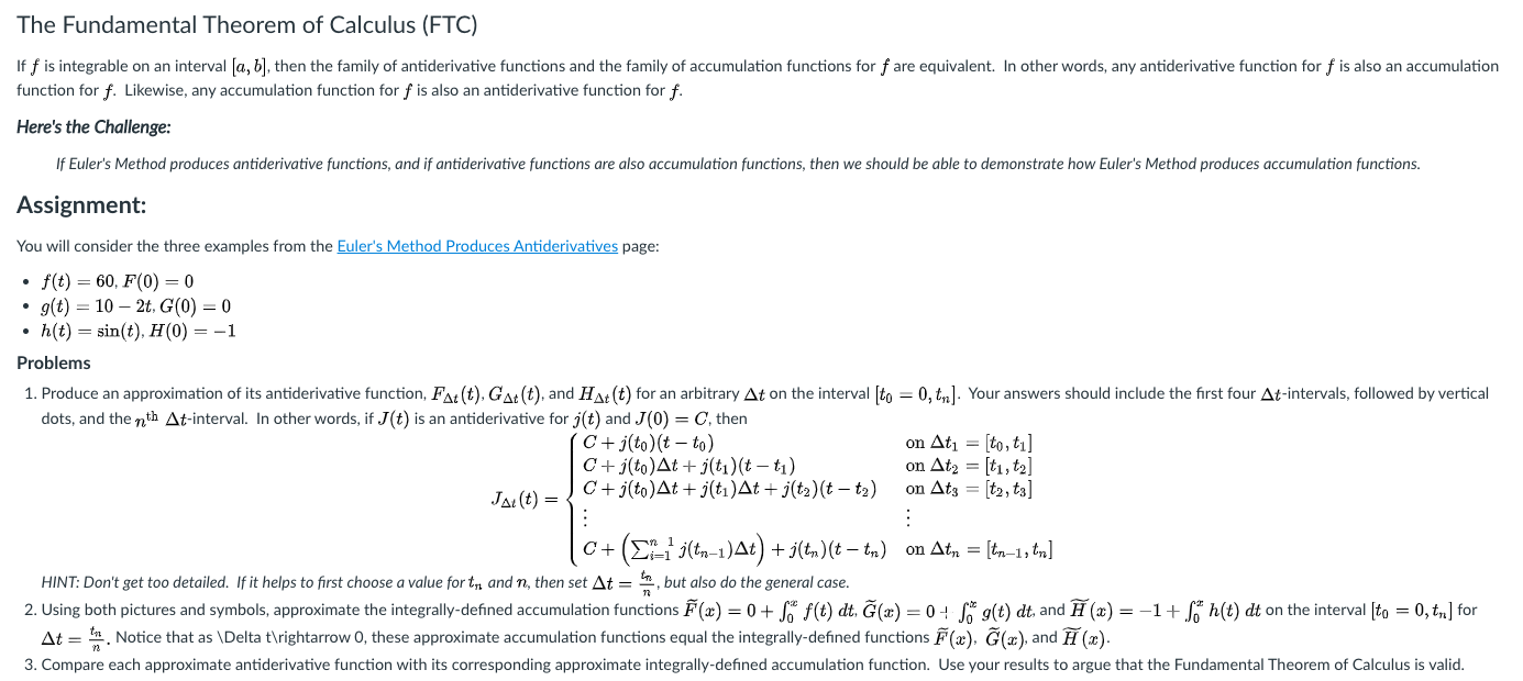 Solved The Fundamental Theorem of Calculus (FTC) If f is | Chegg.com