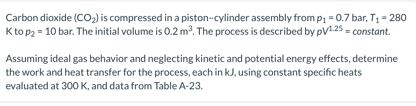 Solved Carbon dioxide (CO2) is compressed in a | Chegg.com