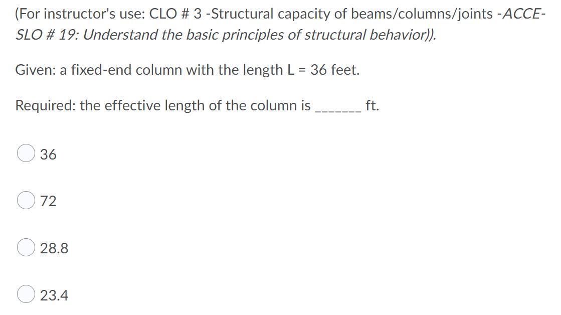 Solved Given: a fixed-end column with the length L = | Chegg.com