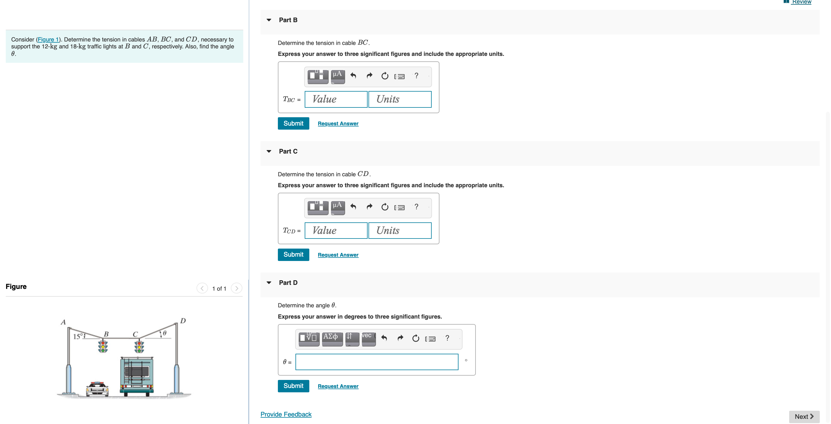 Solved Consider (Figure 1). Determine the tension in cables | Chegg.com