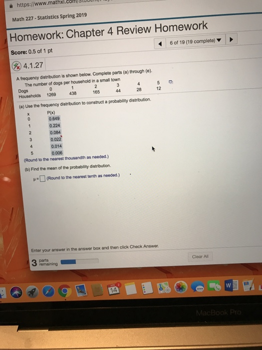 Solved a https://www.mathxl.comystudeli Math 227-Statistics | Chegg.com