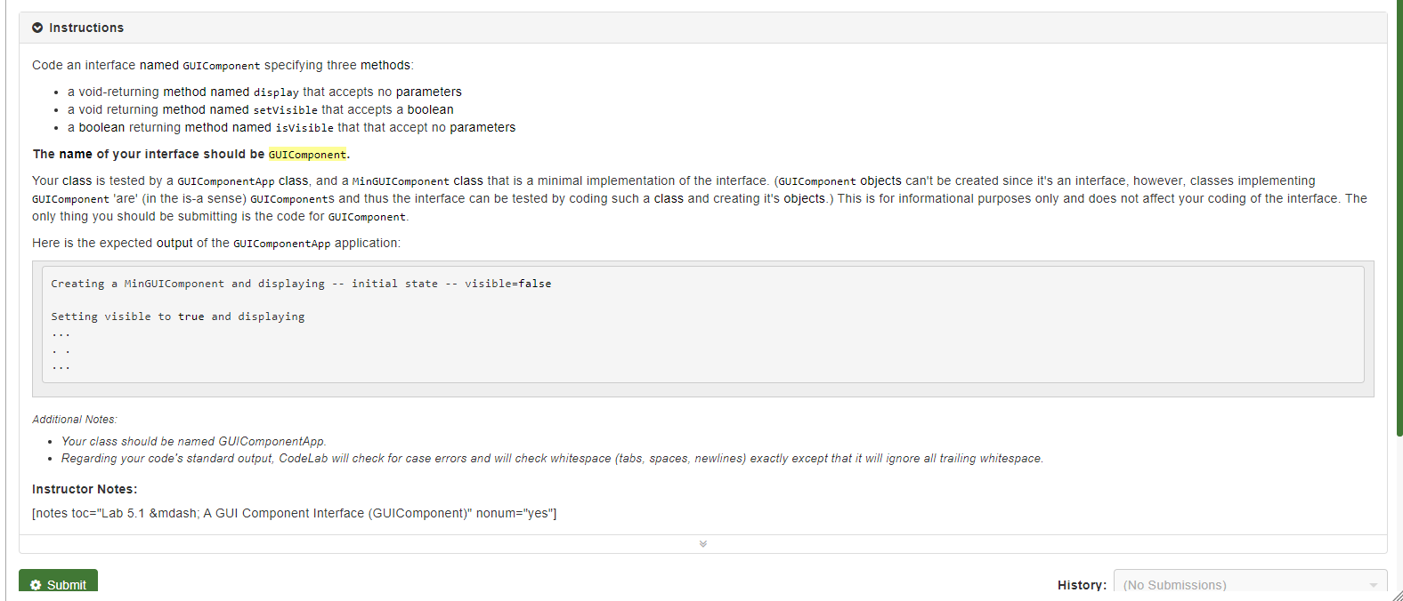 Solved Code an interface named GuIComponent specifying three | Chegg.com