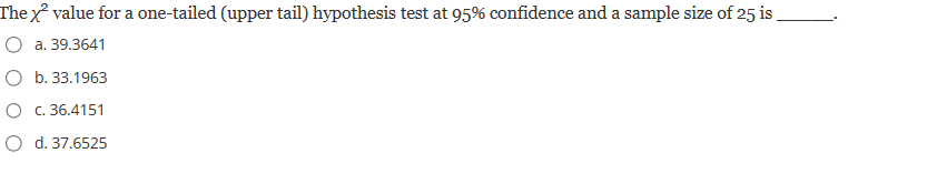He χ2 Value For A One Tailed Upper Tail Hypothesis