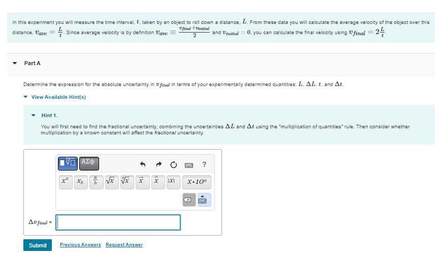 Solved In this experiment you will measure the time | Chegg.com