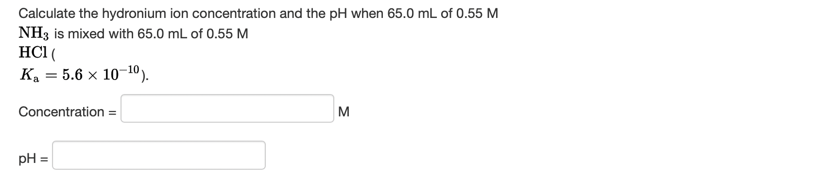 Solved Calculate the hydronium ion concentration and the pH | Chegg.com