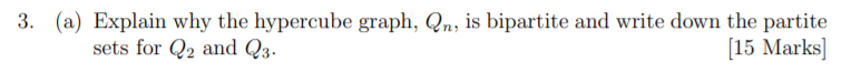 Solved 3. (a) Explain why the hypercube graph, Qn, is | Chegg.com