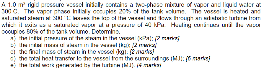 Solved A 1.0m3 ﻿rigid pressure vessel initially contains a | Chegg.com