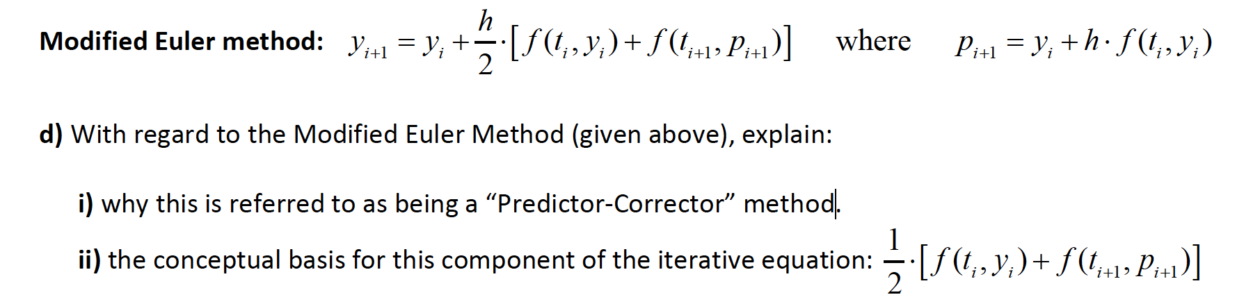 Solved Modified Euler Method