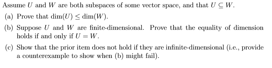 Solved Assume U and W are both subspaces of some vector | Chegg.com