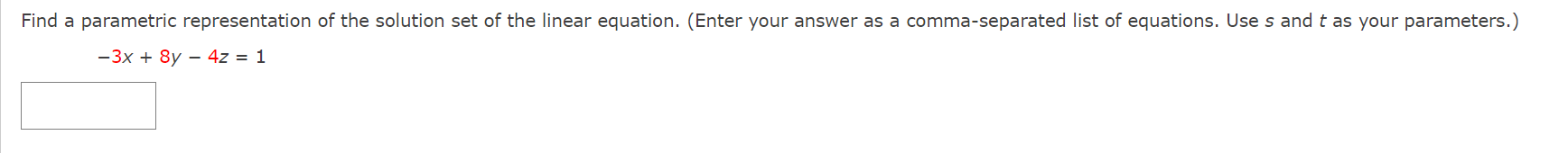 Solved Find a parametric representation of the solution set | Chegg.com