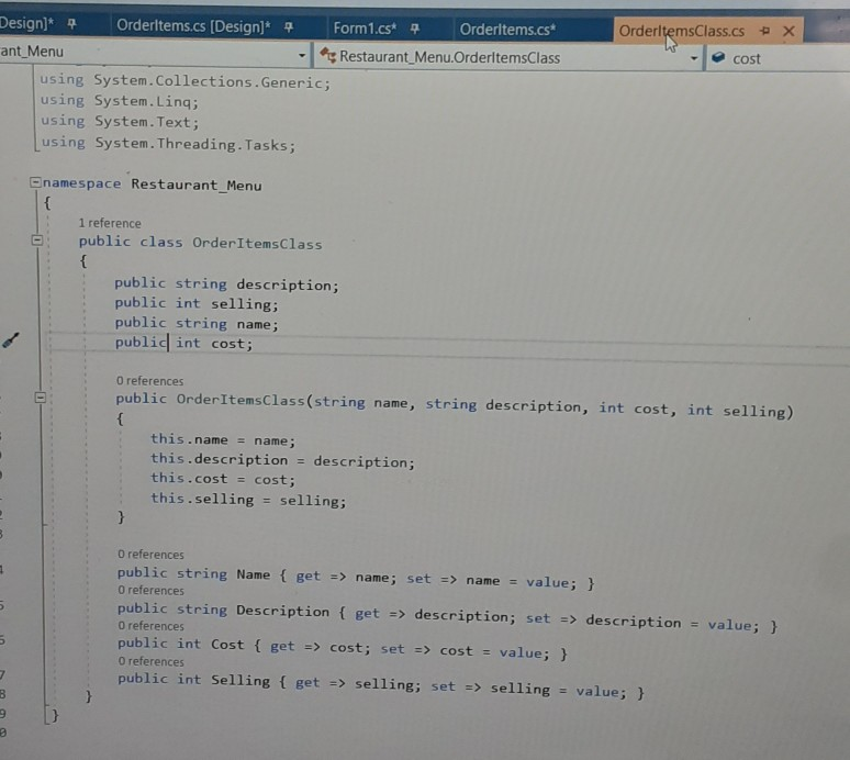 Solved Create a Restaurant Menu app in C# winforms(Visual | Chegg.com