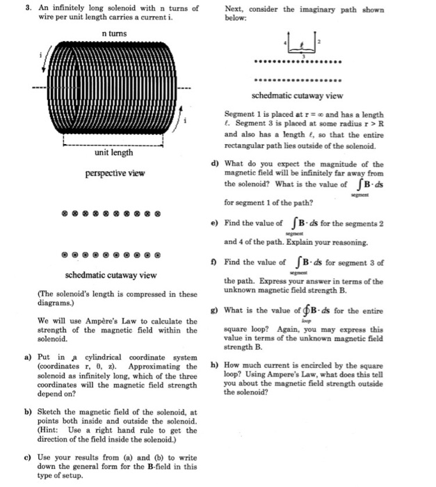 Solved 3. An infinitely long solenoid with n turns of Next, | Chegg.com