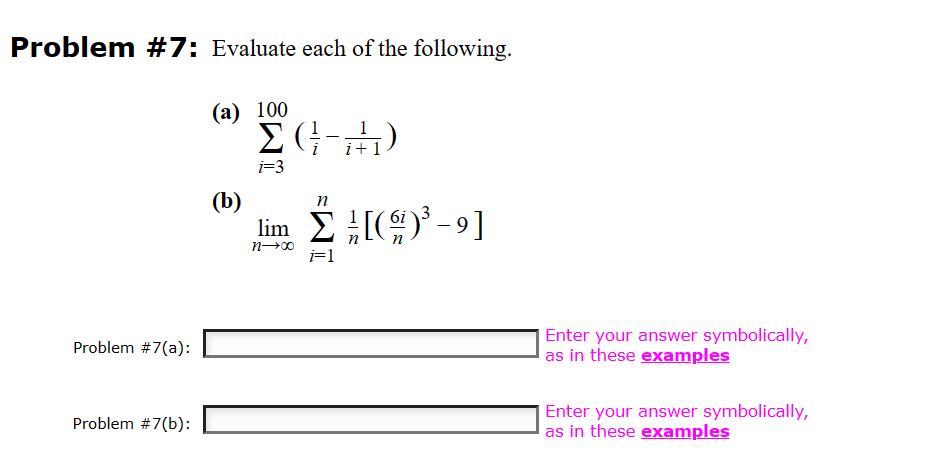 Solved Problem \# 7: Evaluate each of the following. (a) | Chegg.com