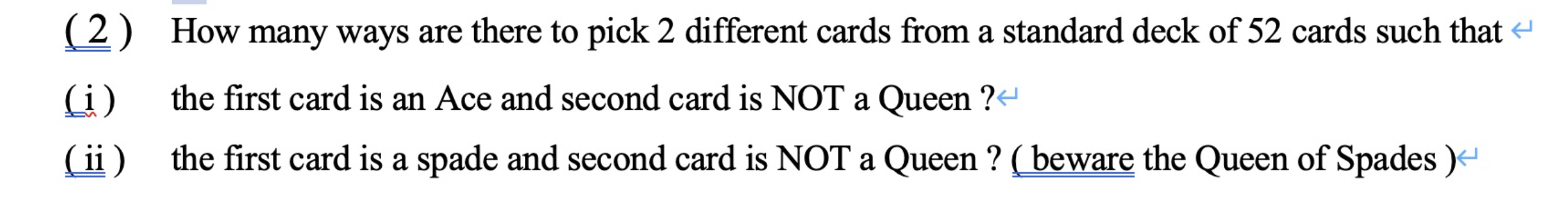 (2) How many ways are there to pick 2 different cards | Chegg.com