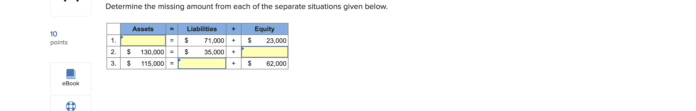Solved Determine the missing amount from each of the | Chegg.com