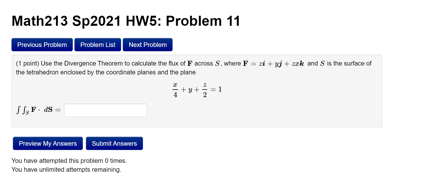 Solved Math213 Sp2021 HW5: Problem 11 Previous Problem | Chegg.com