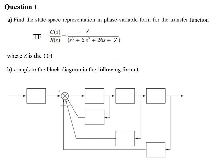 Solved A Find The State Space Representation In 9622