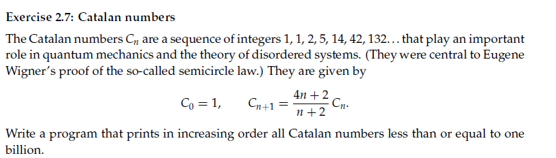 Solved Exercise 2.7: Catalan numbers The Catalan numbers C, | Chegg.com