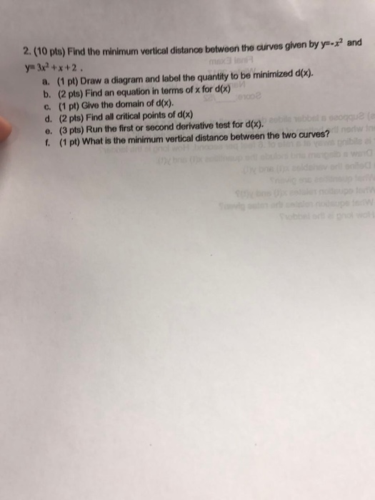 Solved 0 pts) Find the minimum vertical distance between the | Chegg.com