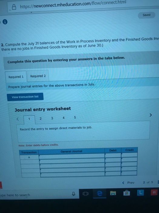 Solved Exercise 15-5 Manufacturing cost flows LO P1, P2, P3 | Chegg.com