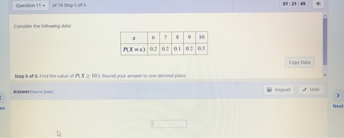 Solved Question 11 of 18 Step 1 of 5 Consider the following | Chegg.com