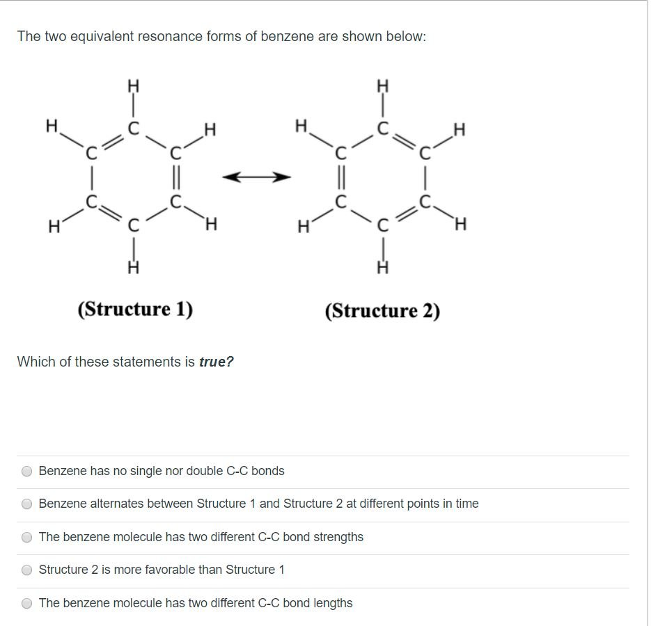 Solved The two equivalent resonance forms of benzene are | Chegg.com