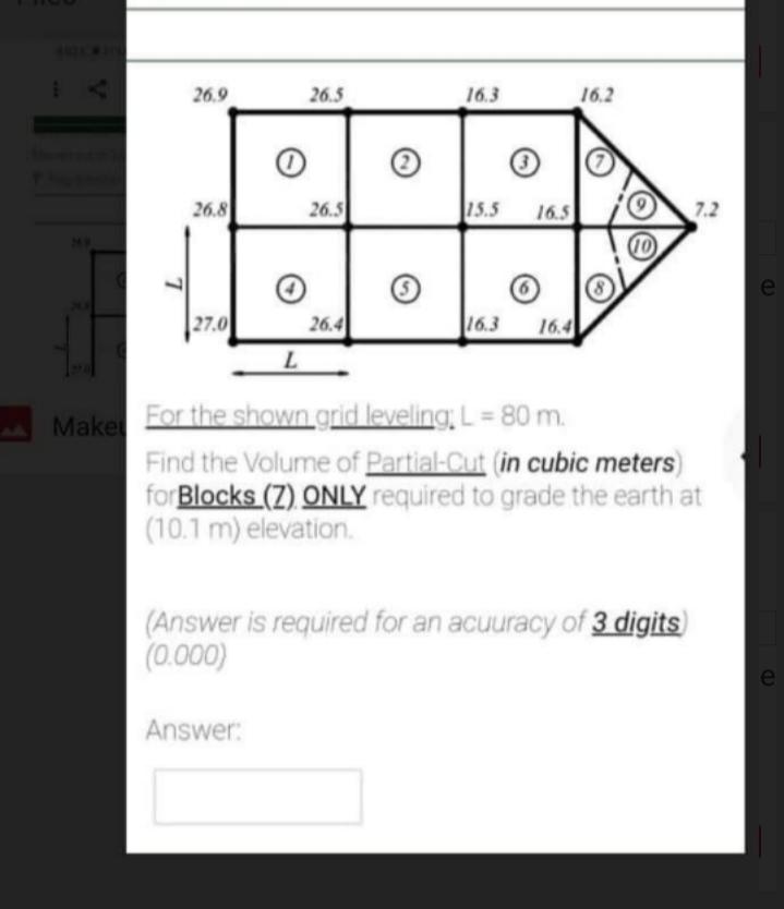 Solved For the shown grid leveling: L=80 m. Find the Volume | Chegg.com