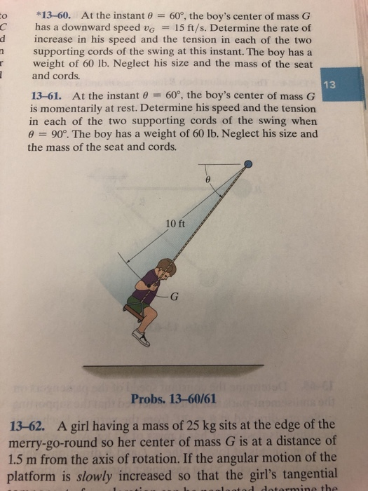 Solved For problem 13-61 solve using NEWTONS SECOND LAW and | Chegg.com