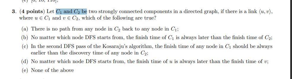 Solved 3. (4 points) Let C1 and C2 be two strongly connected | Chegg.com