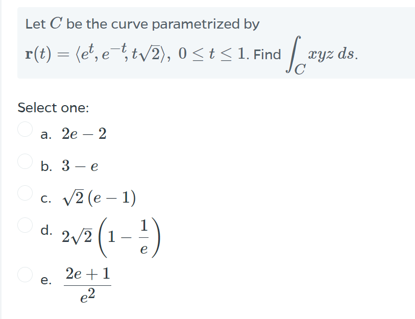 Solved Let C be the curve parametrized by r(t) = (et, et, | Chegg.com