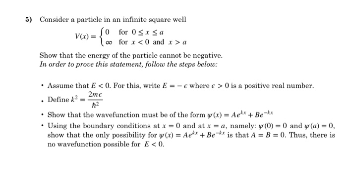 Solved Consider a particle in an infinite square well 5) 0 | Chegg.com