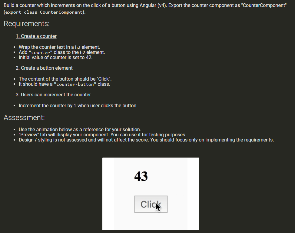 Solved Build a counter which increments on the click of a | Chegg.com