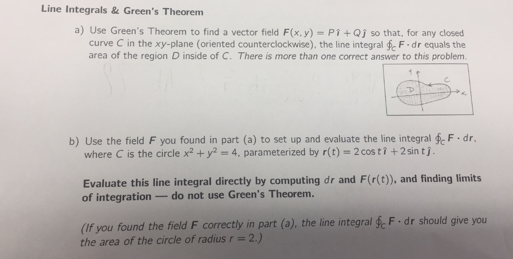 Solved Line Integrals&Green's Theorem a) Use Green's Theorem | Chegg.com