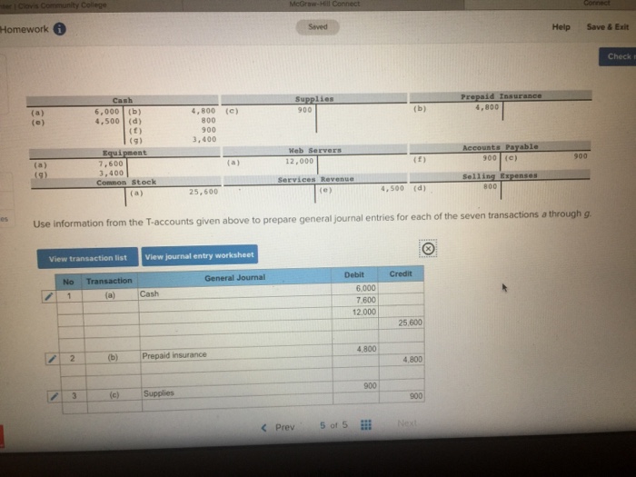 Solved Use information from the T-accounts given above to | Chegg.com