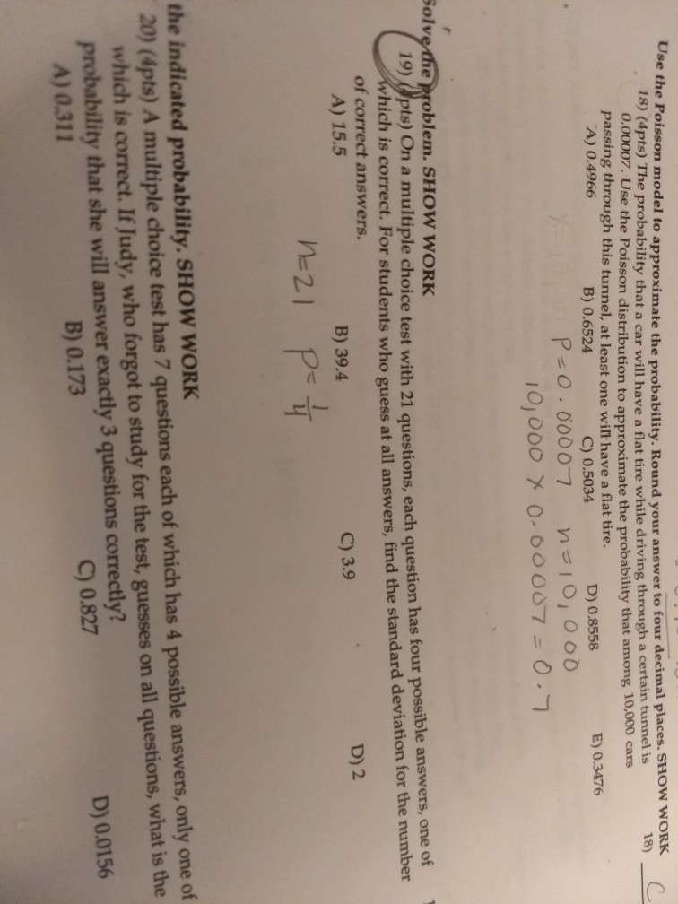Solved 18) Use the Poisson model to approximate the | Chegg.com