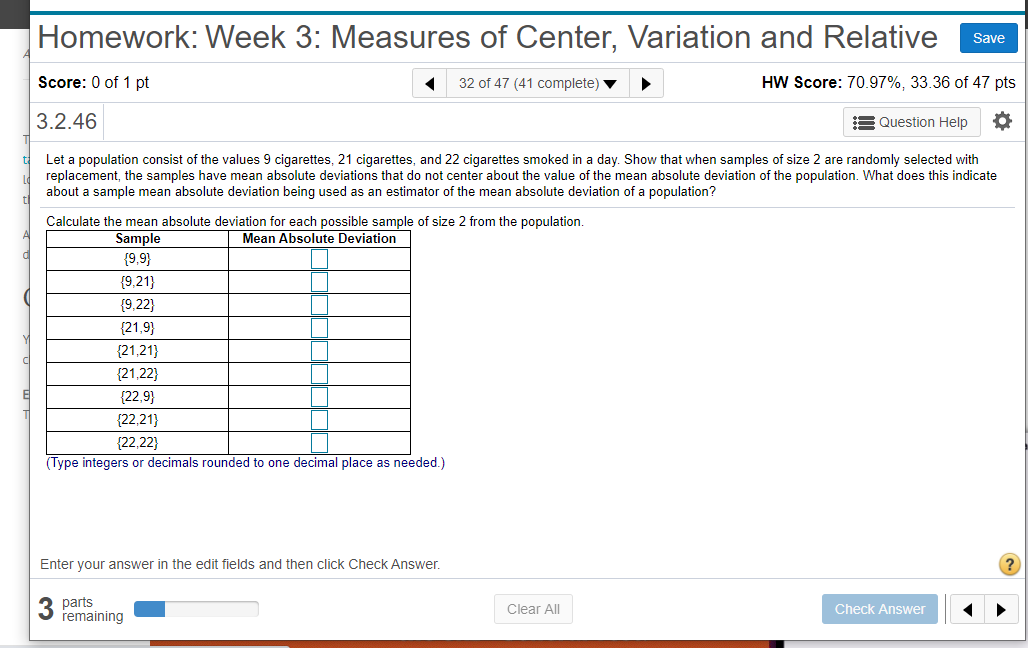 Solved Homework: Week 3: Measures of Center, Variation and | Chegg.com