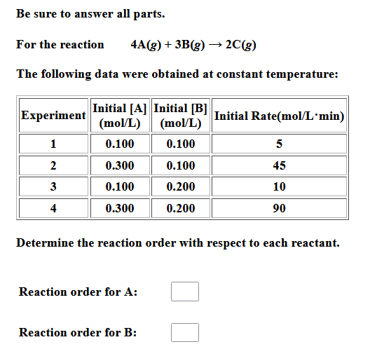 Solved Be sure to answer all parts. For the reaction 4 | Chegg.com