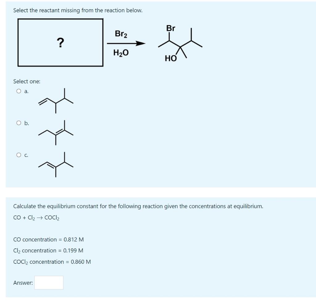 Solved Select the reactant missing from the reaction below. | Chegg.com