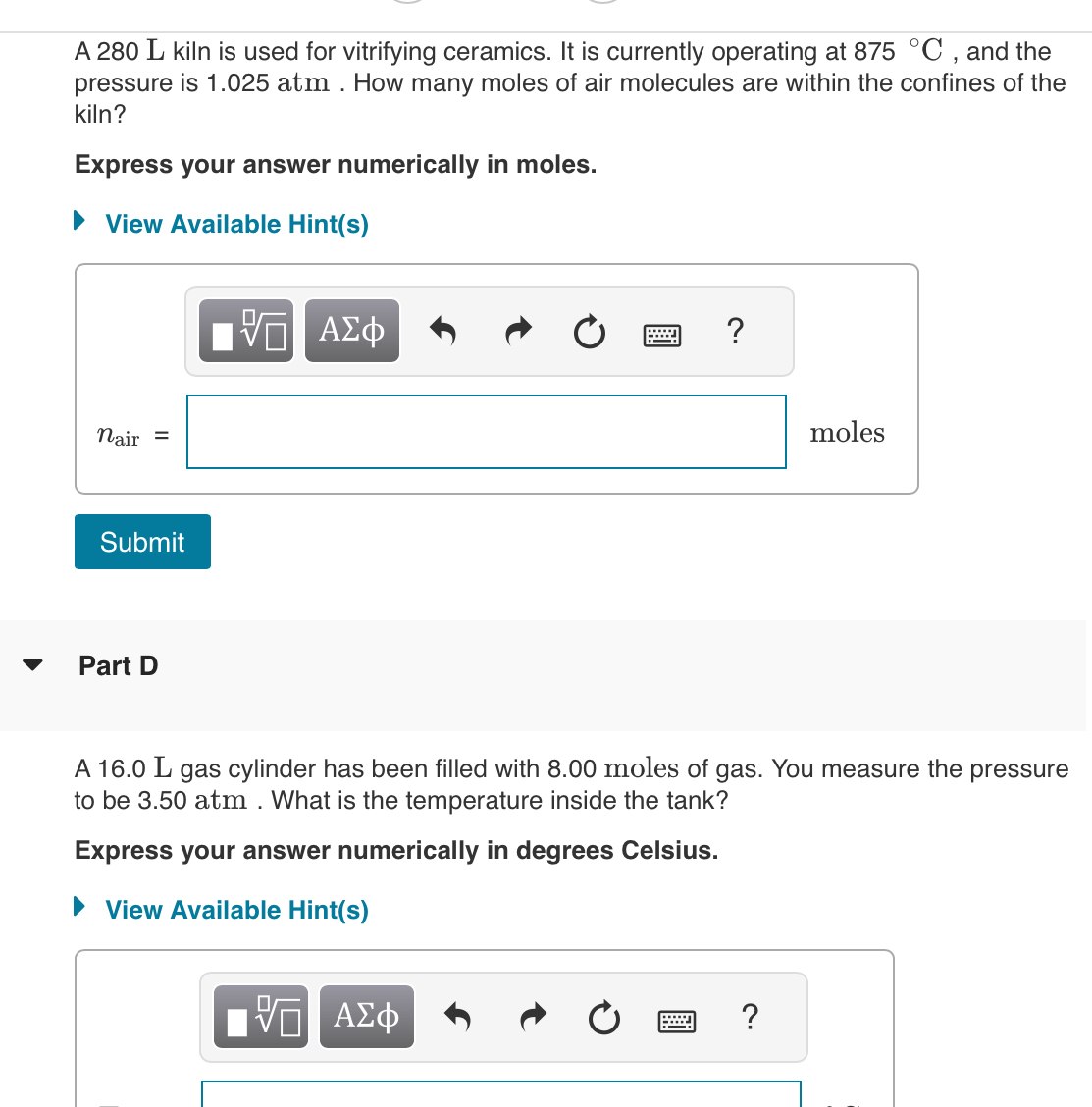 Solved A 280 L kiln is used for vitrifying ceramics. It is | Chegg.com